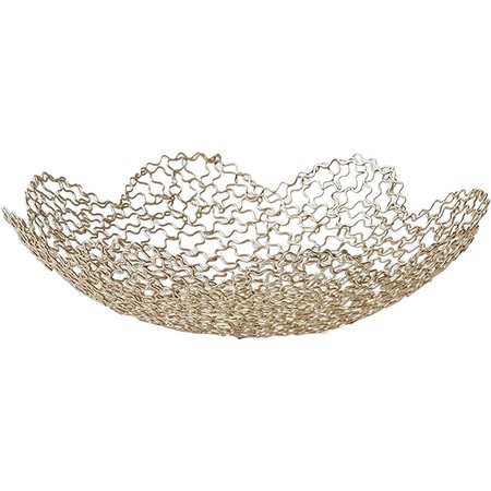 Fructiera, design oval cu gravura, fier, auriu, 25x5cm - eMAG.ro