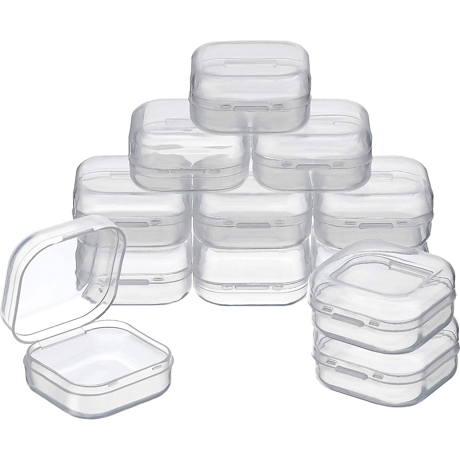 Set 12 cutii depozitare, plastic, transparent, cu capac, dimensiuni ...