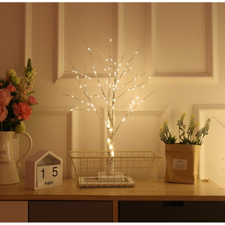 Copac decorativ cu LED-uri Cozevdnt, iluminare calda, 24 LED-uri ...