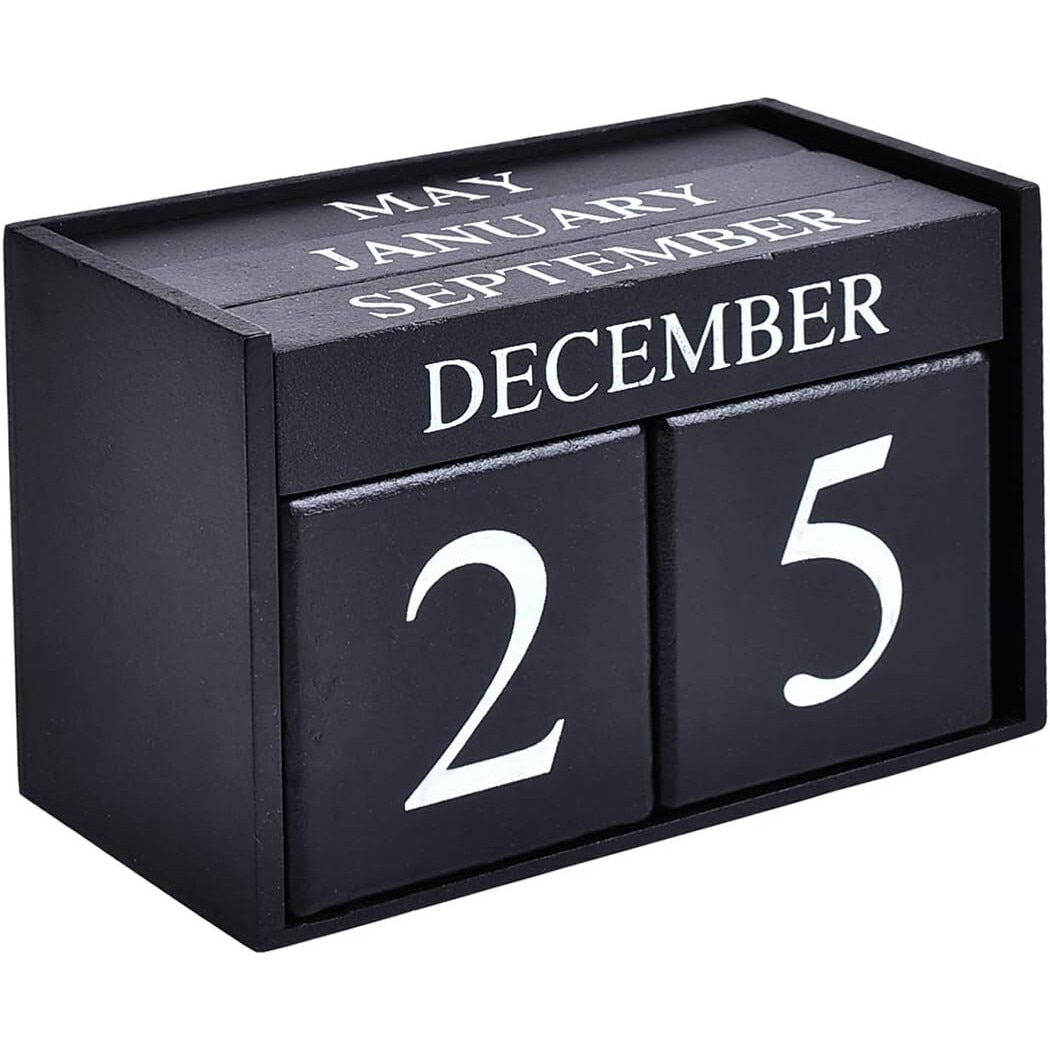 Calendar perpetuu de birou din lemn, negru, handmade - eMAG.ro