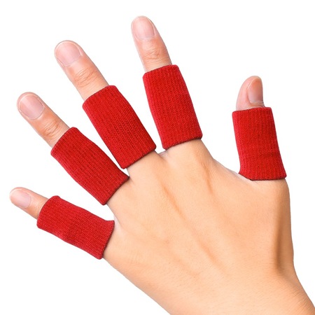 Set de 5 suporturi pentru degete, material nylon, rosu, 1,5x5cm - eMAG.ro