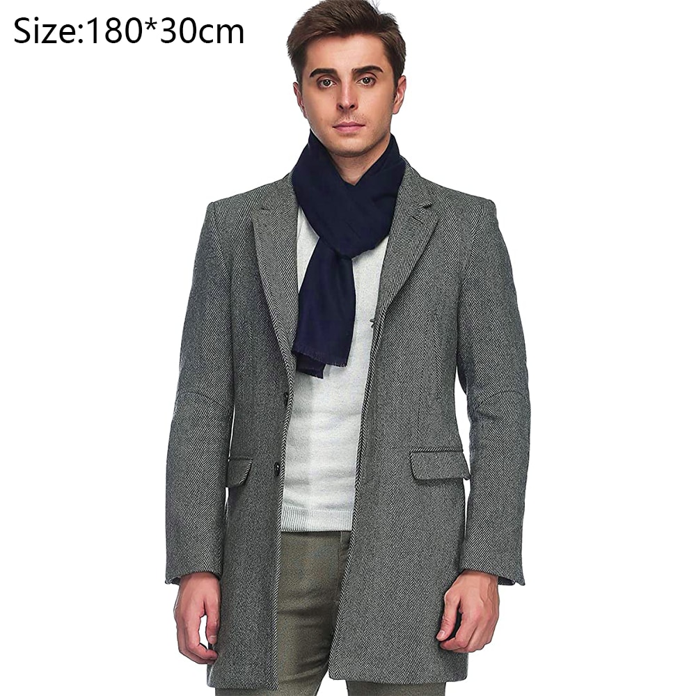 Fular pentru barbati, QttvbTna, Casmir, 180 x 30 cm, Bleumarin - eMAG.ro