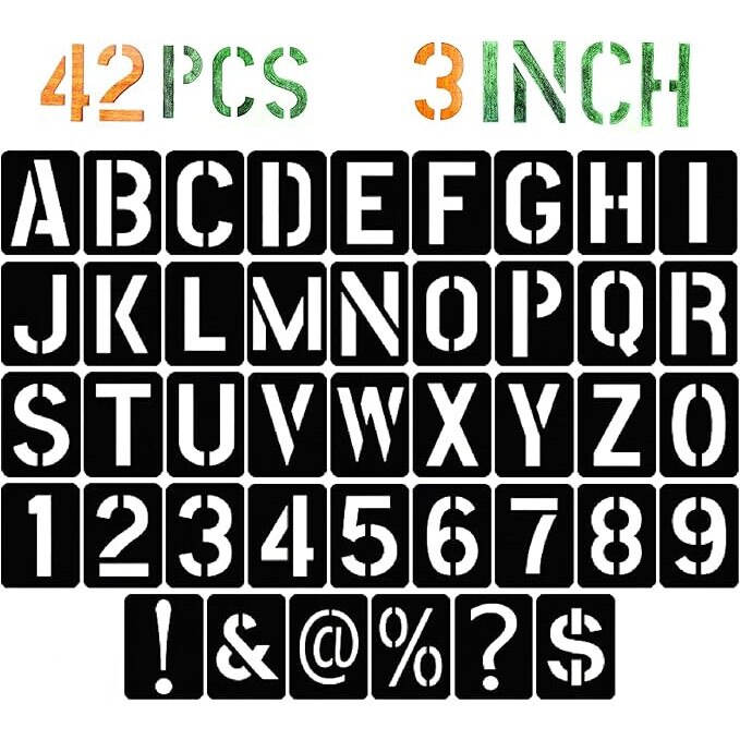 Set 42 Sabloane Decorative, Litere si Numere, 10x7.6cm, Multisuprafata ...