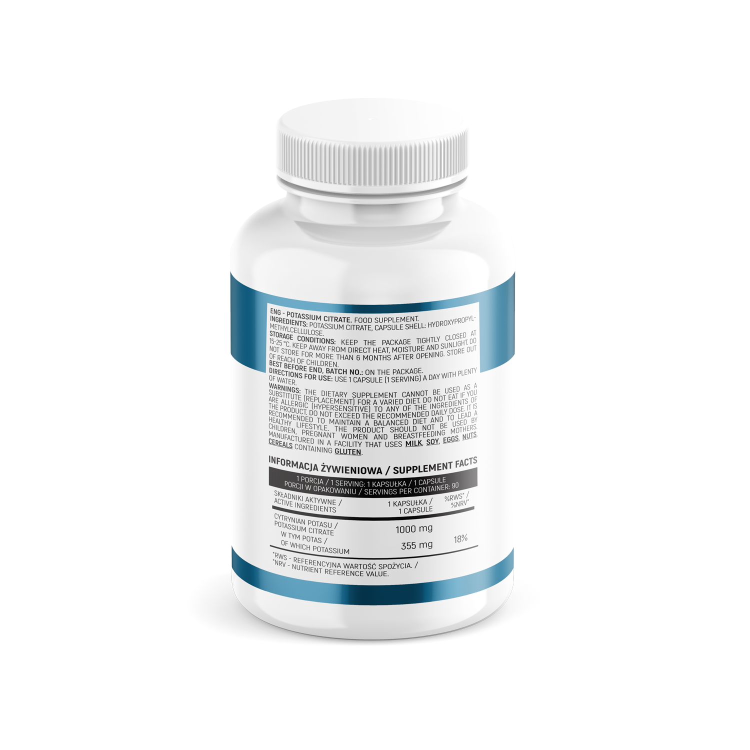 Potassium Citrate, Insport Nutrition, 90 capsule vegane, 355 mg de ...