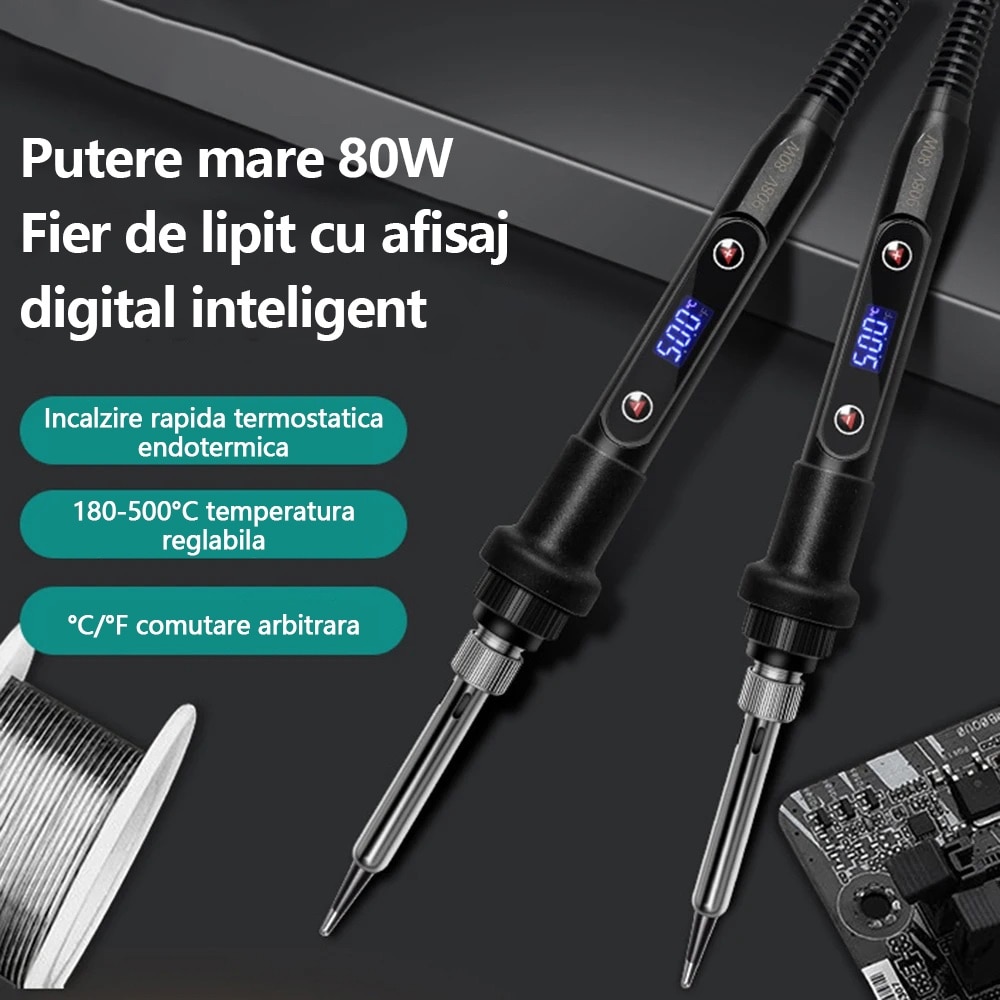 Kit pistol de lipit, display LED, 5 capete de lipit, putere 80W ...