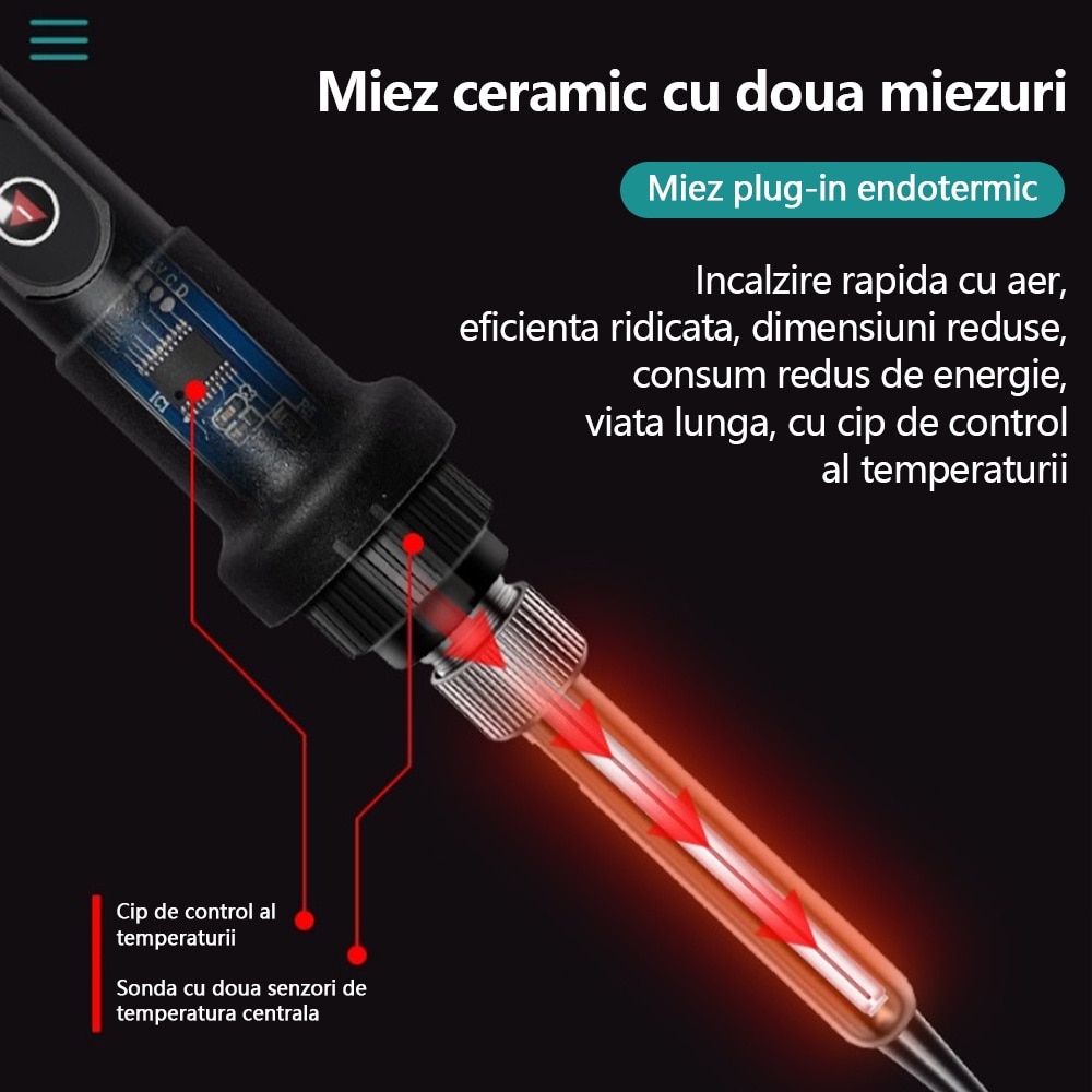 Kit pistol de lipit, display LED, 5 capete de lipit, putere 80W ...