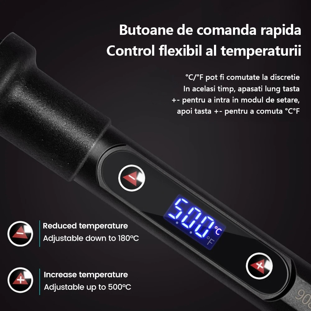 Kit pistol de lipit, display LED, 5 capete de lipit, putere 80W ...
