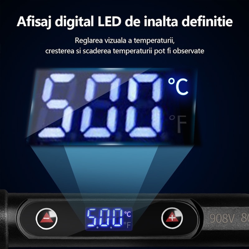 Kit pistol de lipit, display LED, 5 capete de lipit, putere 80W ...