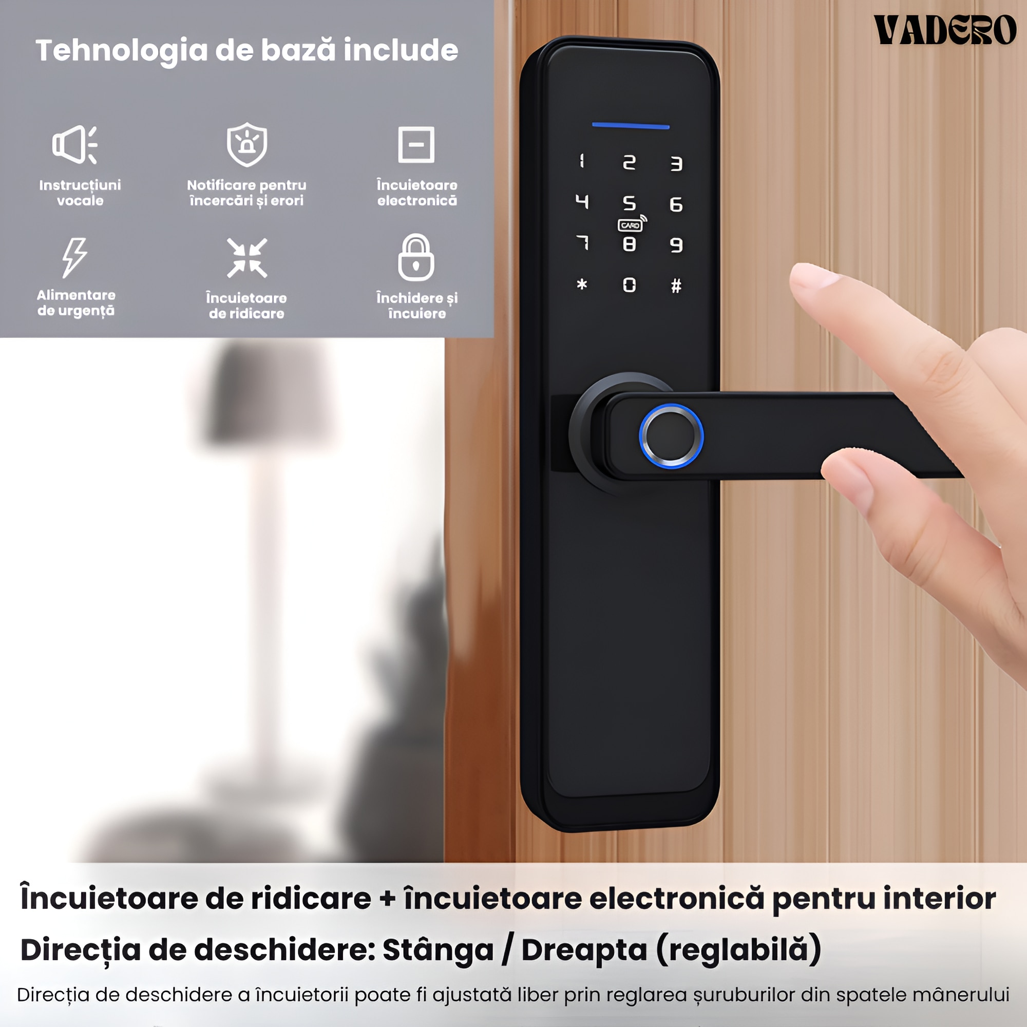 Maner de Clanta Electronic Smart VADERO cu Acces Wi-Fi, Amprenta, Card ...