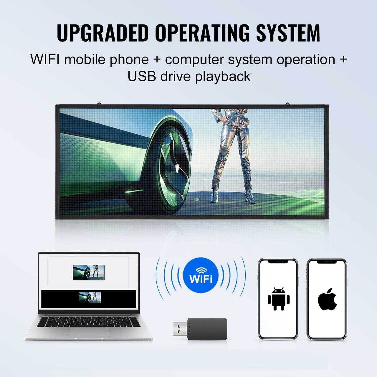 Reclama luminoasa led, Programabila, Wi-Fi, USB, P5 Full Color, 67 x 35 ...