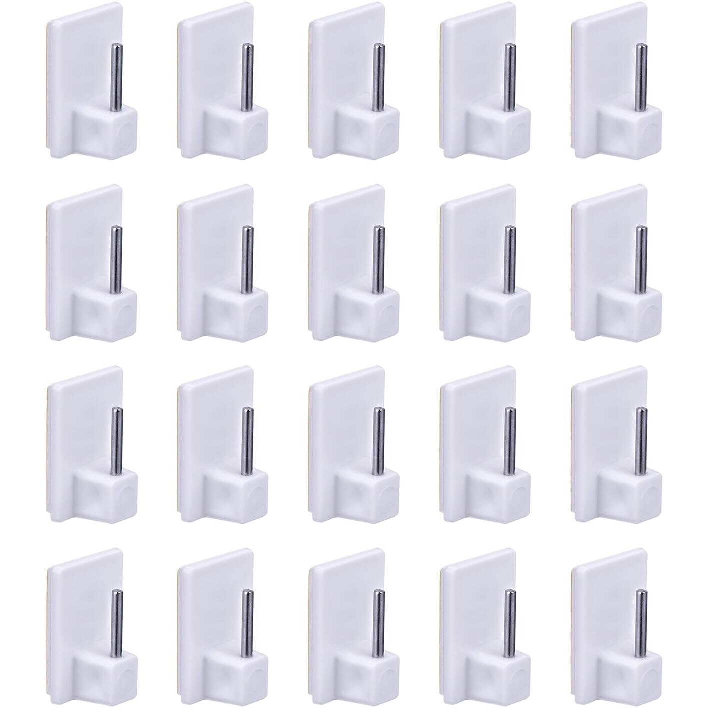 Set 20 carlige autoadezive pentru perdele, Bizaical, alb, 2.8x1.9cm ...