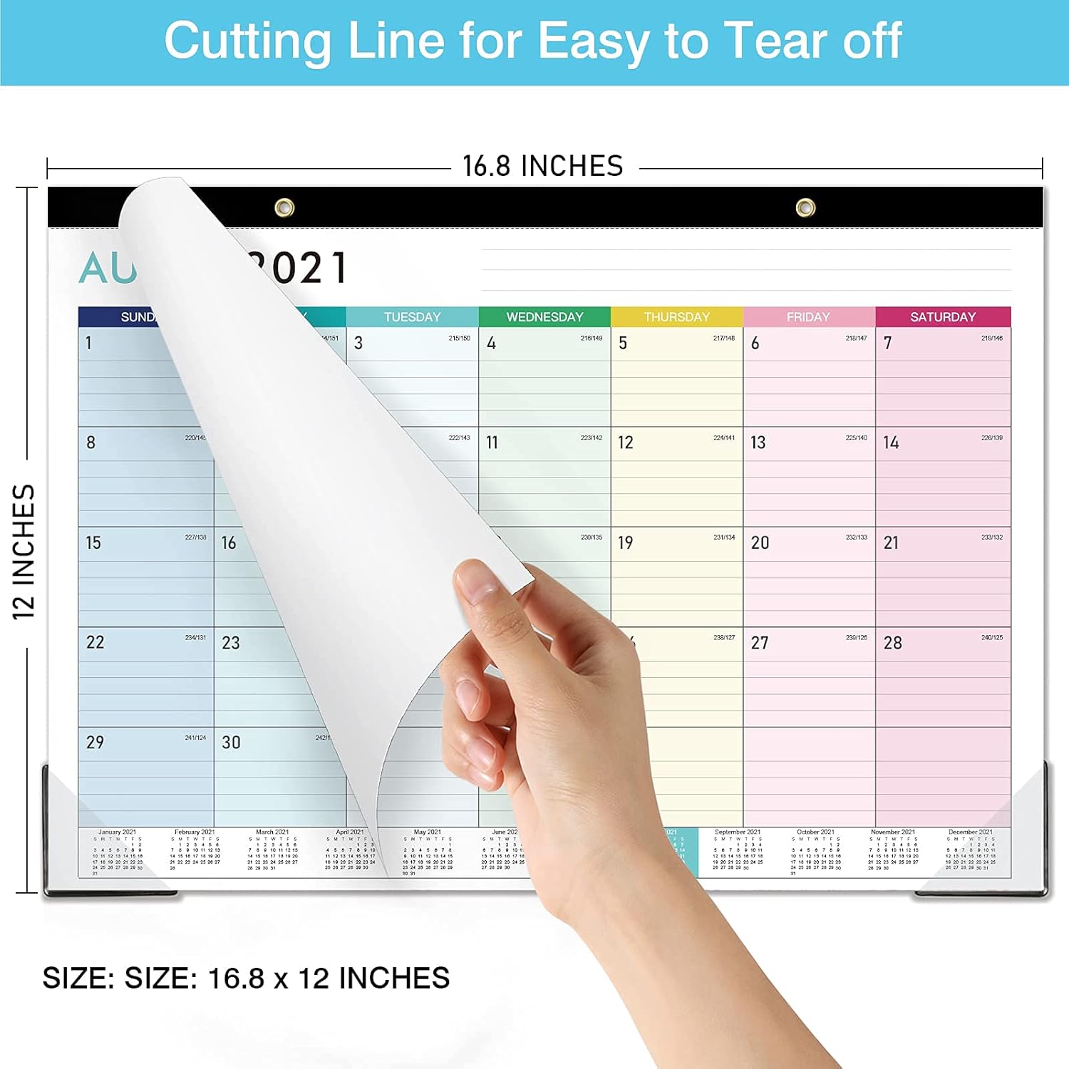 Calendar de birou colorat, design dual, protectii pentru colturi, 16 ...