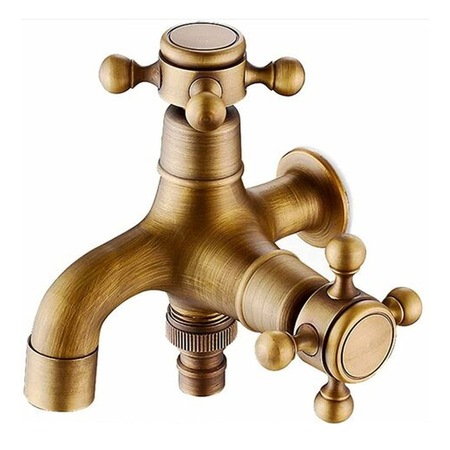 Robinet de gradina, alama, stil european vintage, doua iesiri, auriu ...
