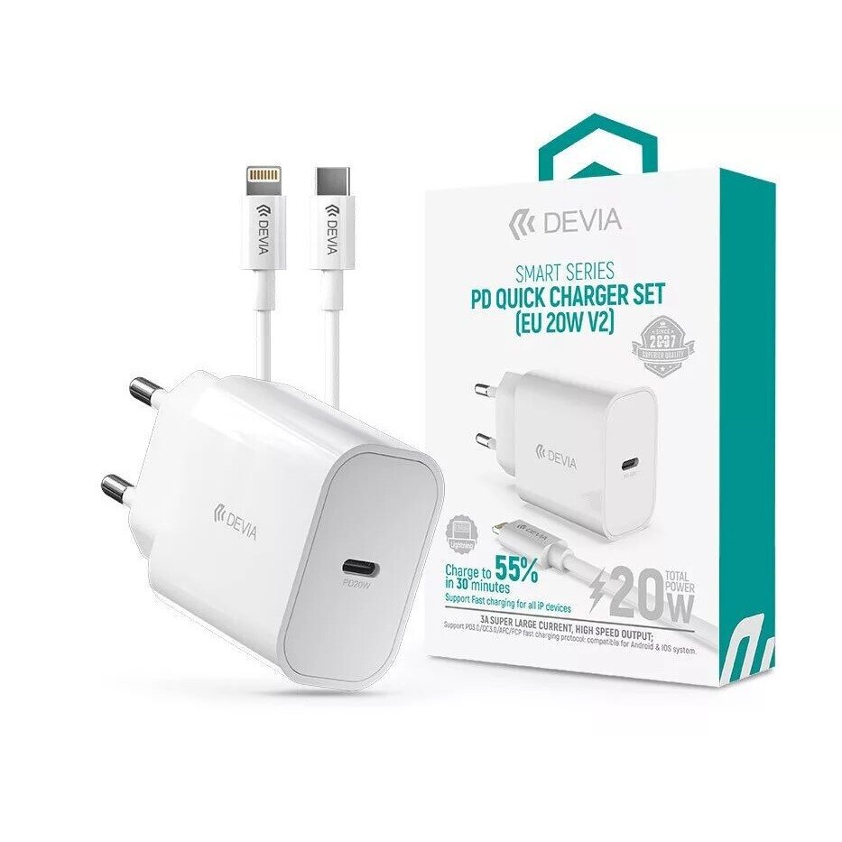 Incarcator de perete Devia ST383847, 20W, USB-C, PD, alb - eMAG.ro