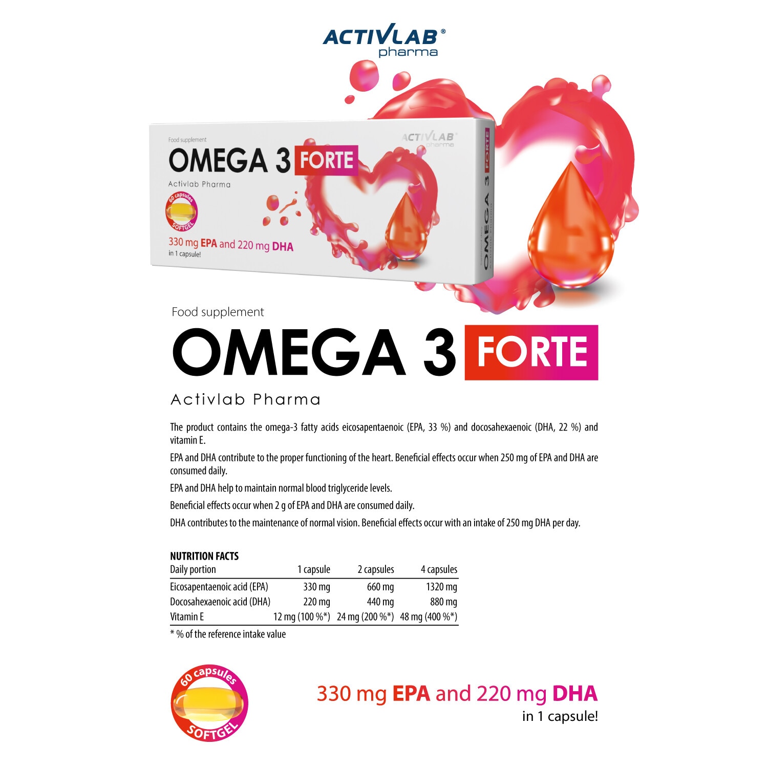 Activlab Pharma Omega 3 FORTE cu vitamina E, 90 capsule - eMAG.ro