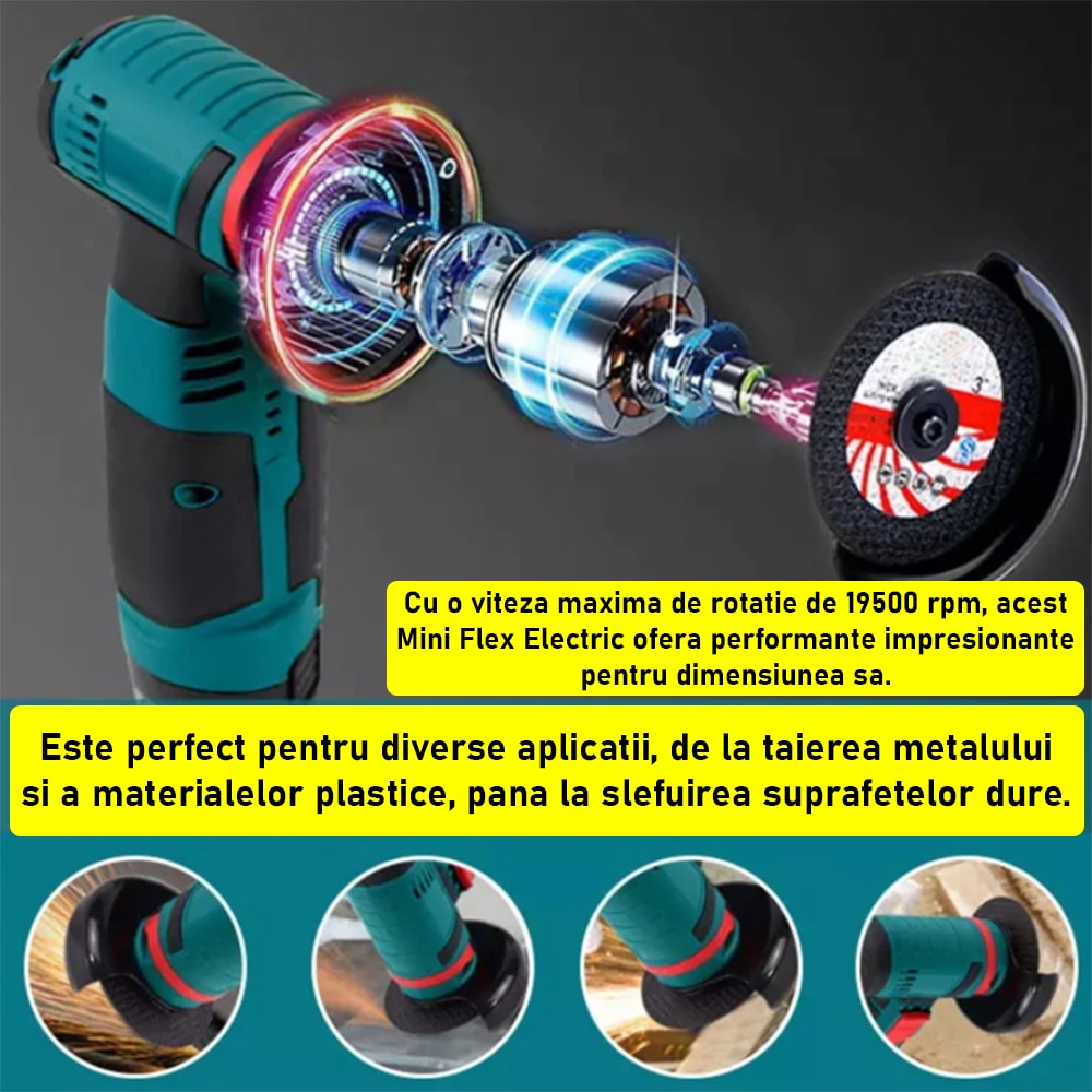 Mini Flex Electric Portabil SIKS Cu Acumulator, Polizor Unghiular Cu ...