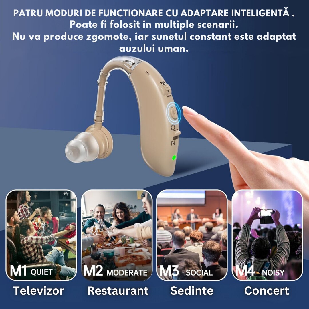 Aparat Auditiv x2 reincarcabil NeoHGS™, cu Acumulator, cu Statie de ...