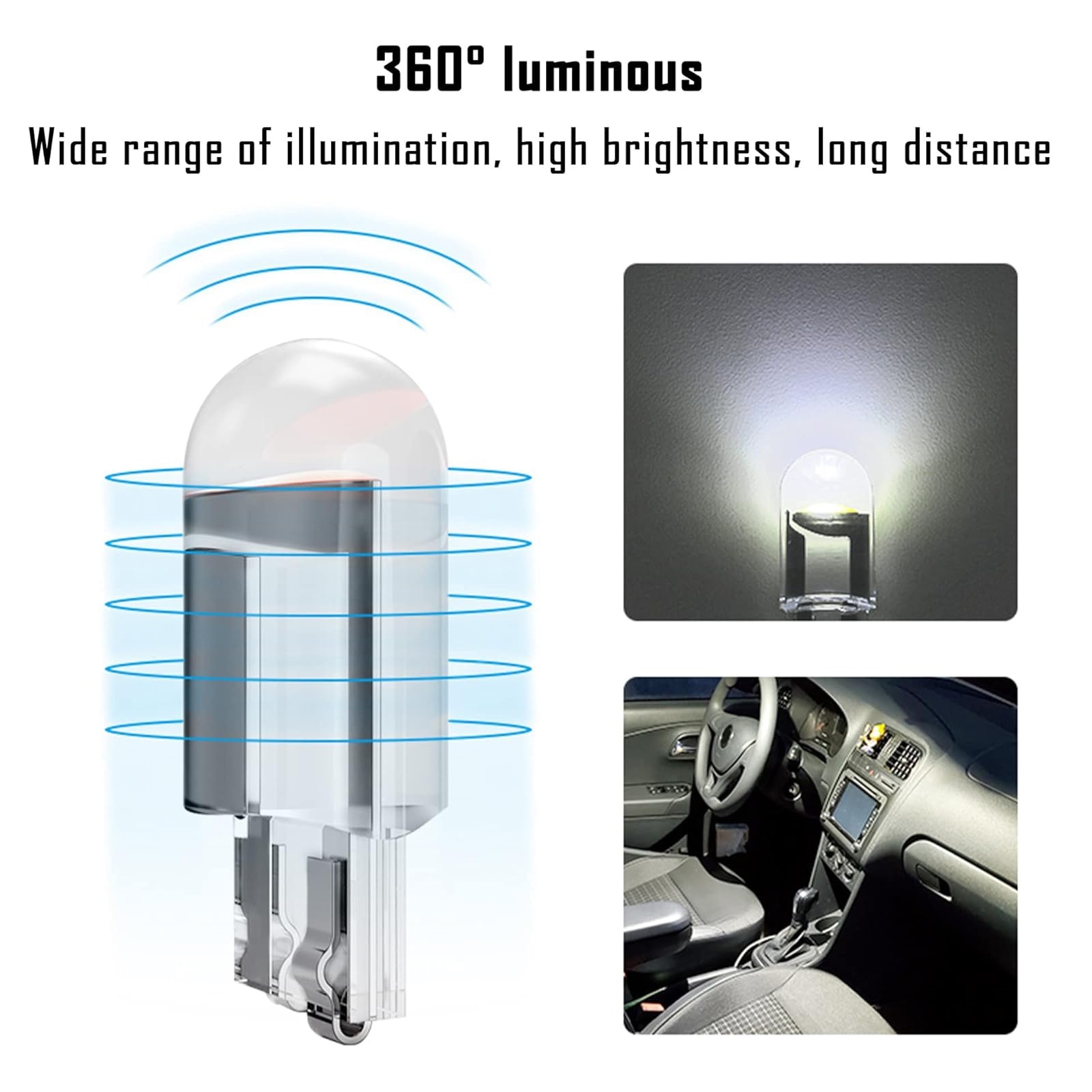 Set 12 becuri LED auto, Axroad Mall, COB, Pentru bord, Lumini ambientale, senzorul de parcare ...