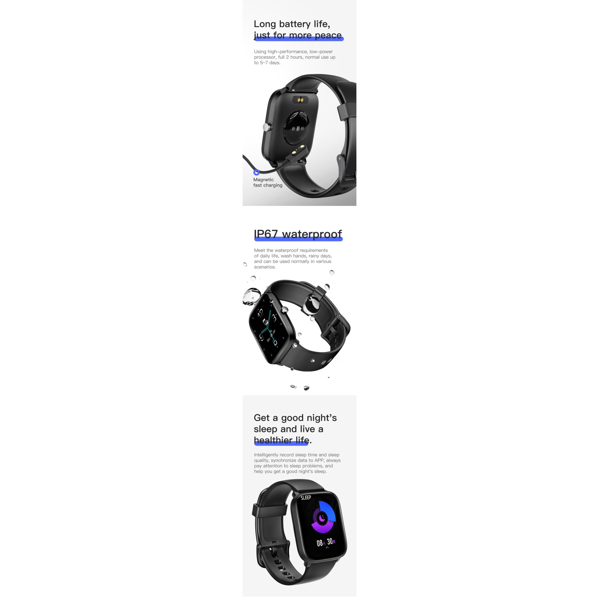 Ceas Smartwatch,, inteligent, fitness, sport, rezistent apa, functie ...