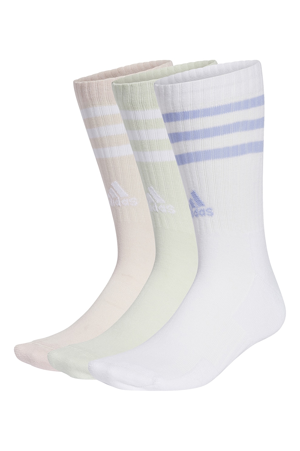adidas Performance, Set de sosete lungi unisex - 3 perechi, Alb, Verde ...