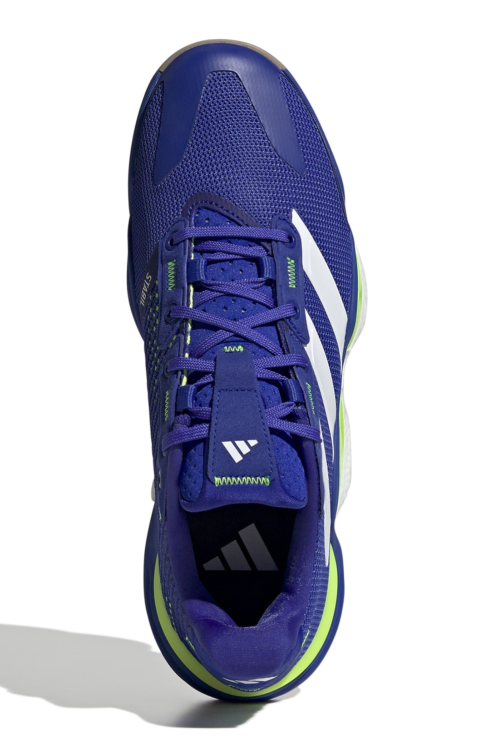 adidas Performance, Pantofi pentru handbal si volei Stabil 16, Alb, Albastru royal, Verde lime ...