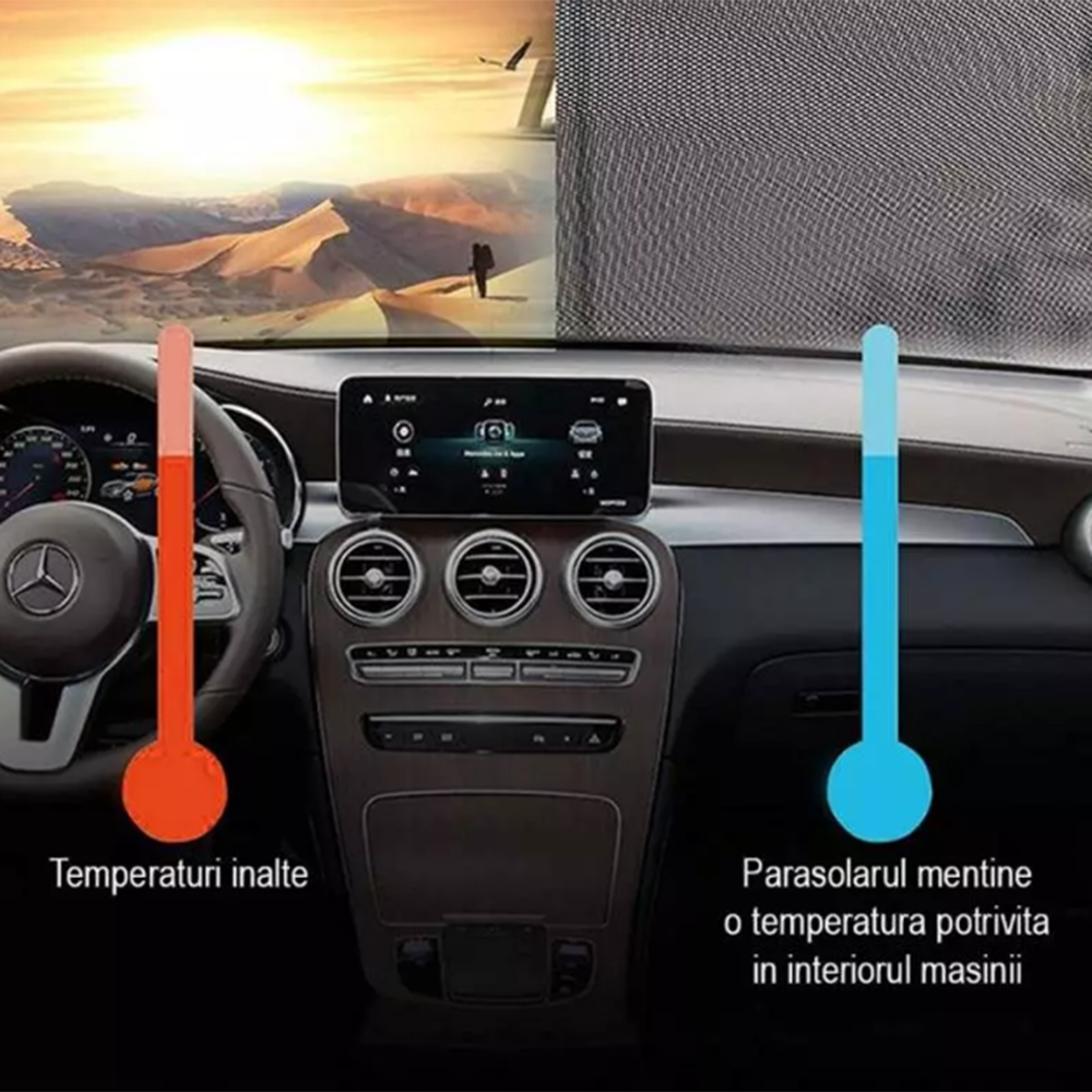 Parasolar Auto Retractabil SIKS, Universal, Pliabil Pentru Masina ...