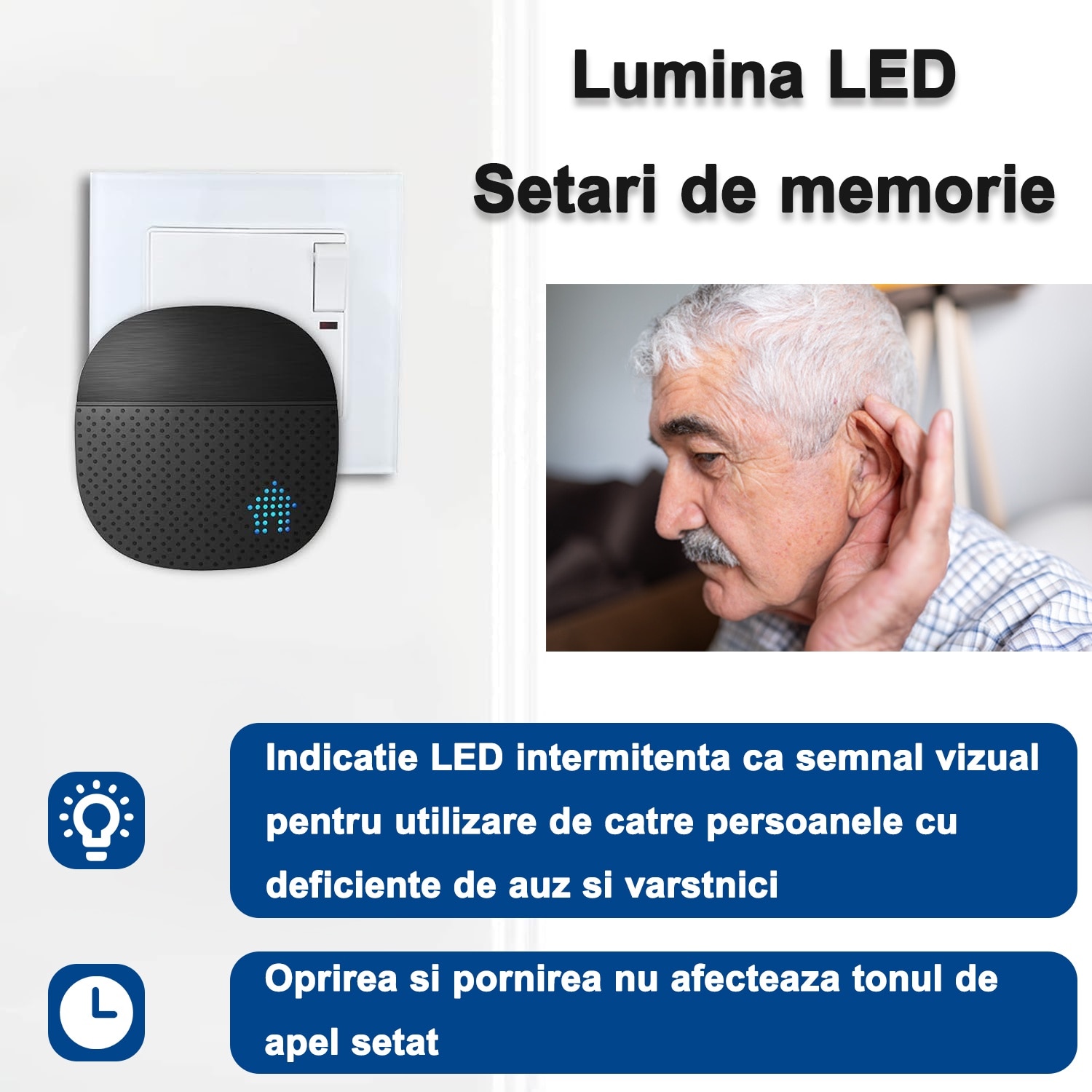 Sonerie Fara Fir/ Wireless, BYONDSELF®, 2 Receptoare, cu Distanta 300m ...