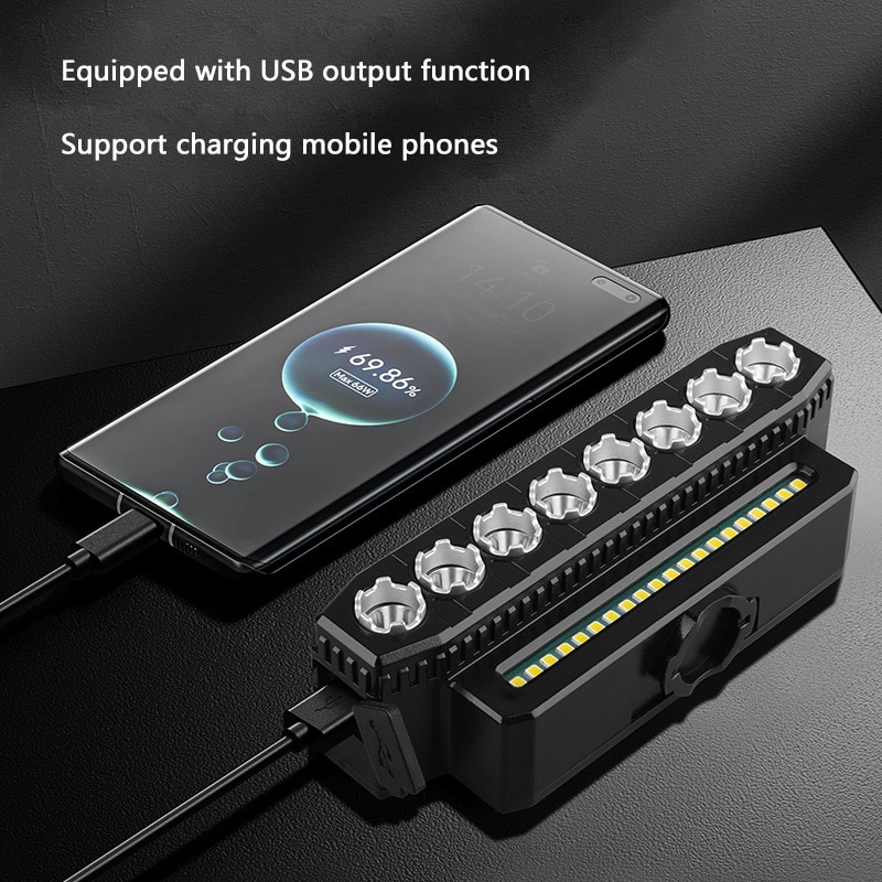 Lumina bicicleta Autocise, 8 LED, sonerie 130dB, USB reincarcabila, negru, 13.8x4x5.1cm - eMAG.ro