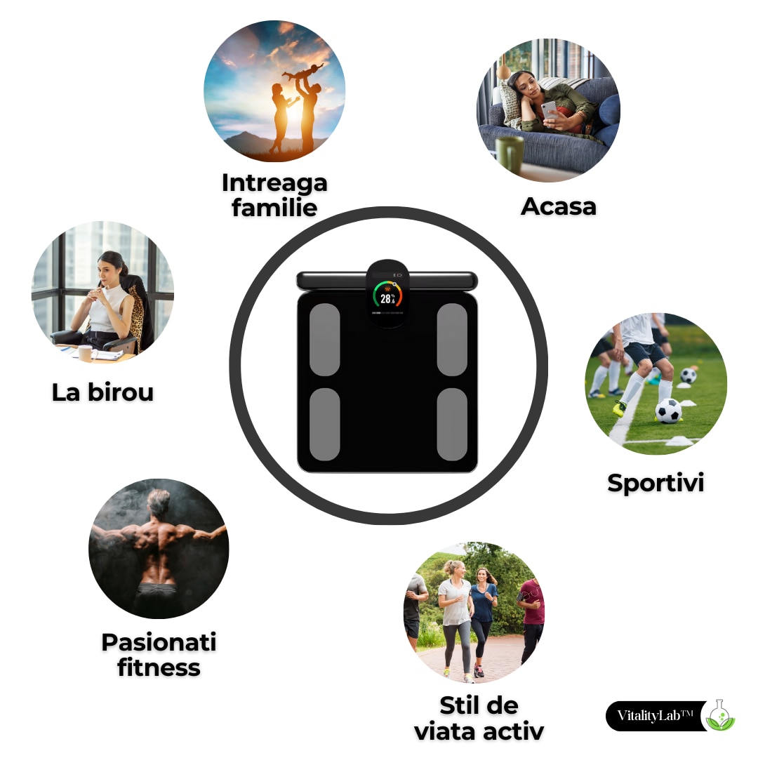 Cantar inteligent Vitality Lab™ Pro Scan, 28 indicatori corporali, 8 ...