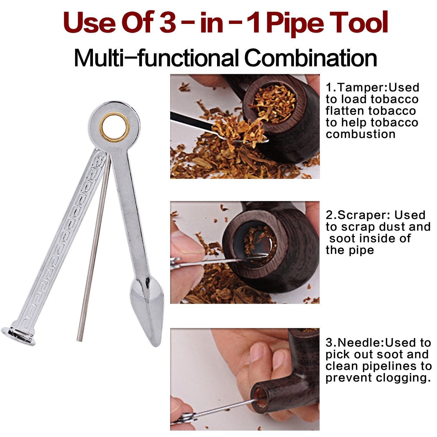 Set Pipa de Fumat Cozevdnt din Lemn de Abanos, Suport, Husa, 10 Filtre ...