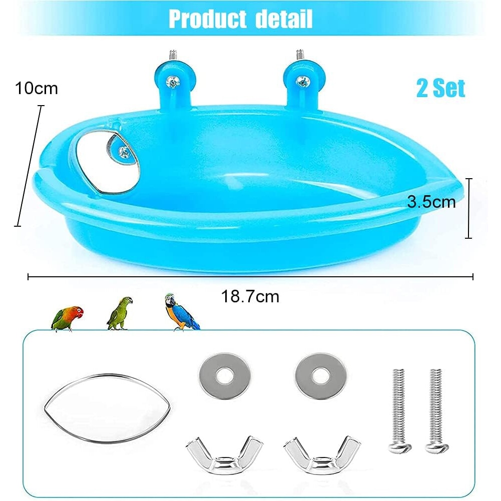 Set 2 bucati cada pentru pasari, accesorii colivie, plastic, albastru ...