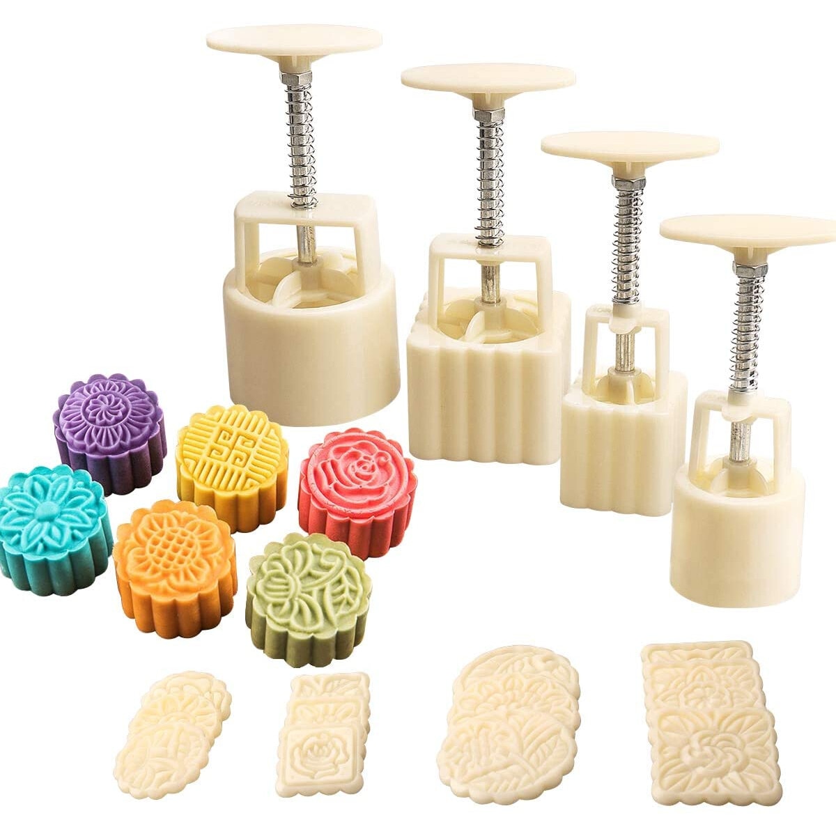 Set forme prajituri, 4 bucati, plastic, bej, dimensiuni rotund: 5.2x6 ...