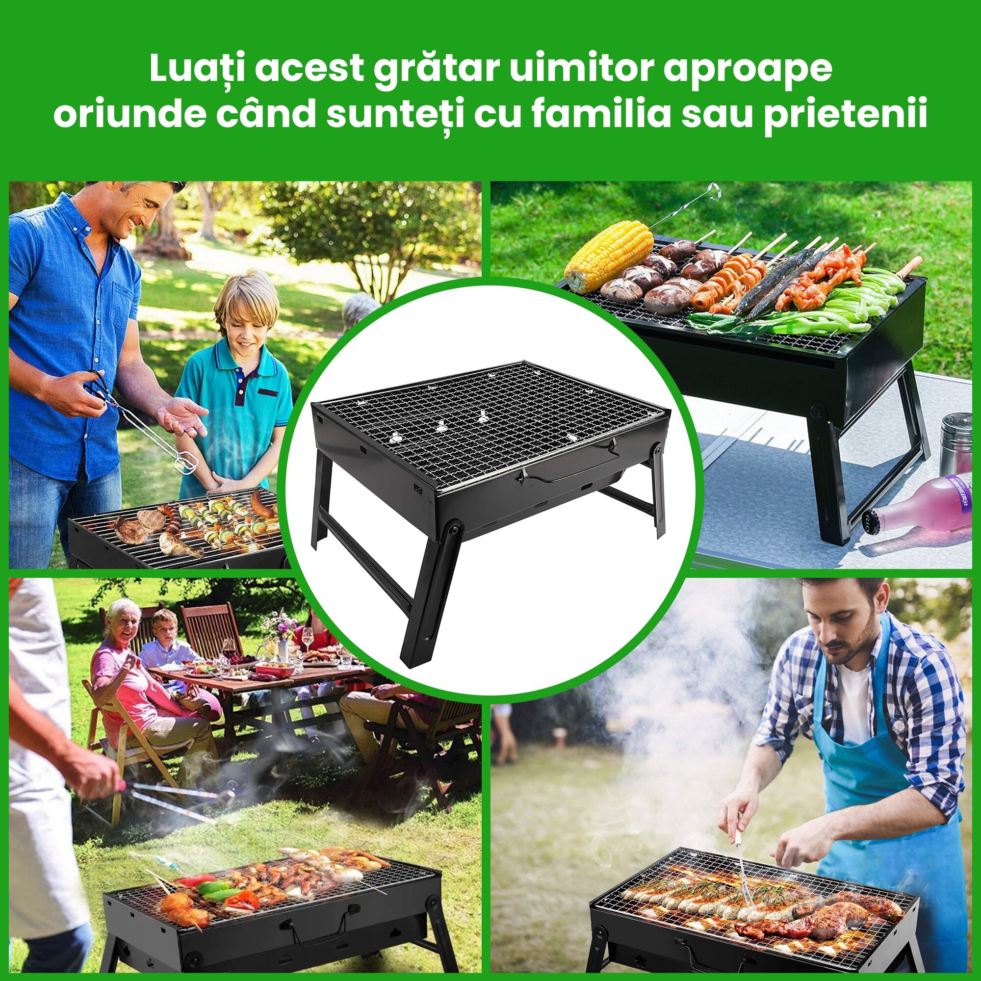 Gratar gradina turistic, pliabil, portabil, Extralink Home GL-640 - eMAG.ro