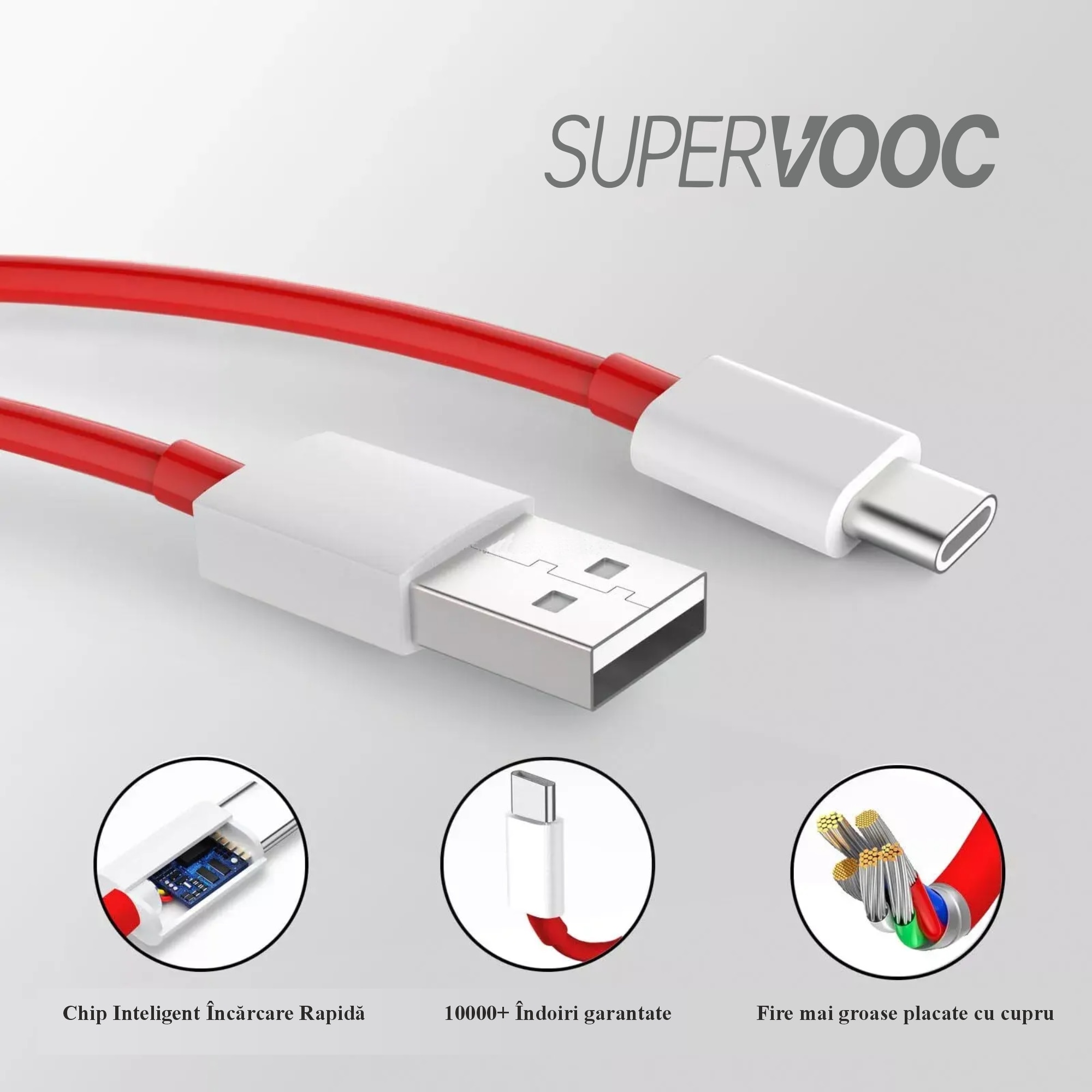 Incarcator SupeVooC USB 80W, AHA PRINT®, pentru OnePlus, inclus cablu ...