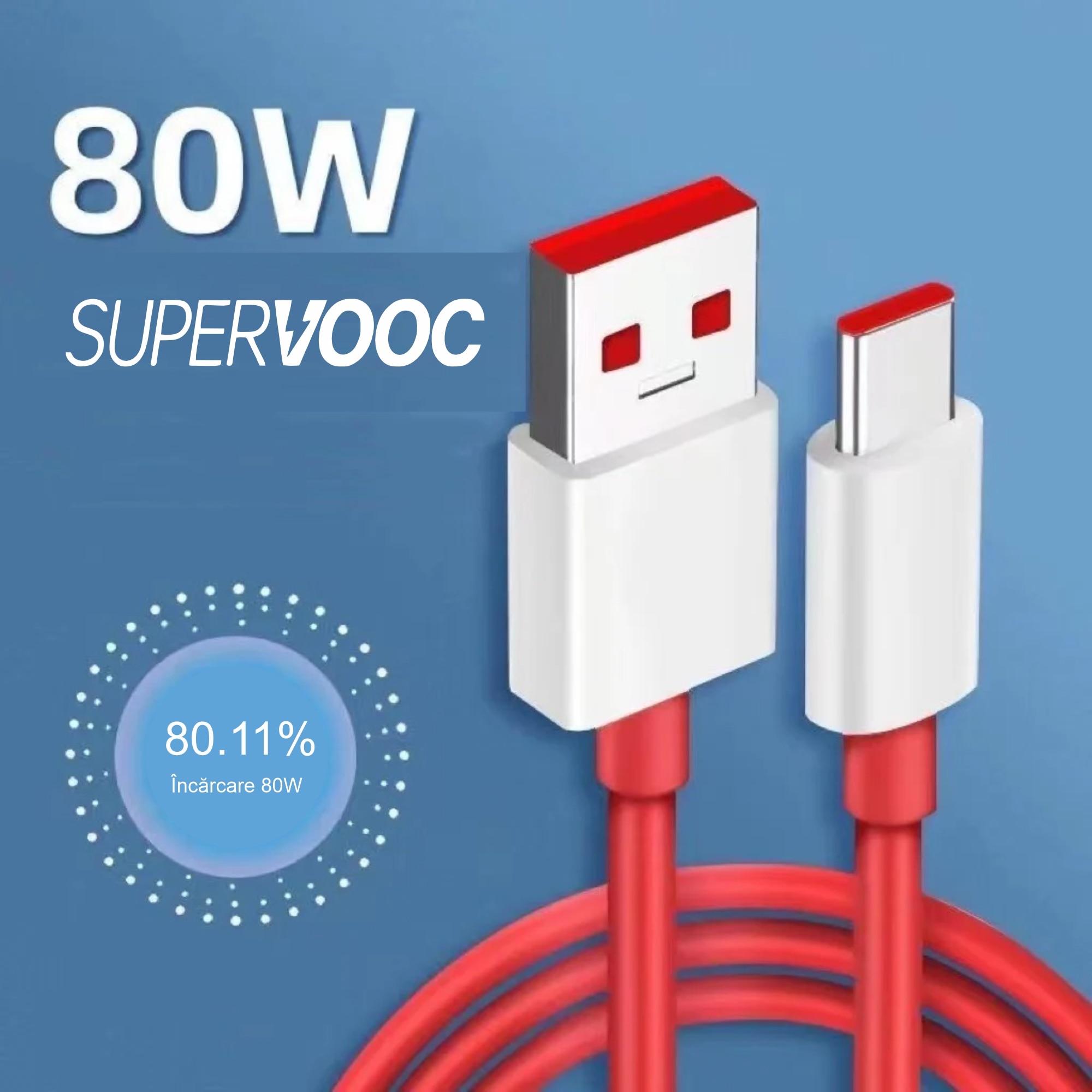 Incarcator SupeVooC USB 80W, AHA PRINT®, pentru OnePlus, inclus cablu ...