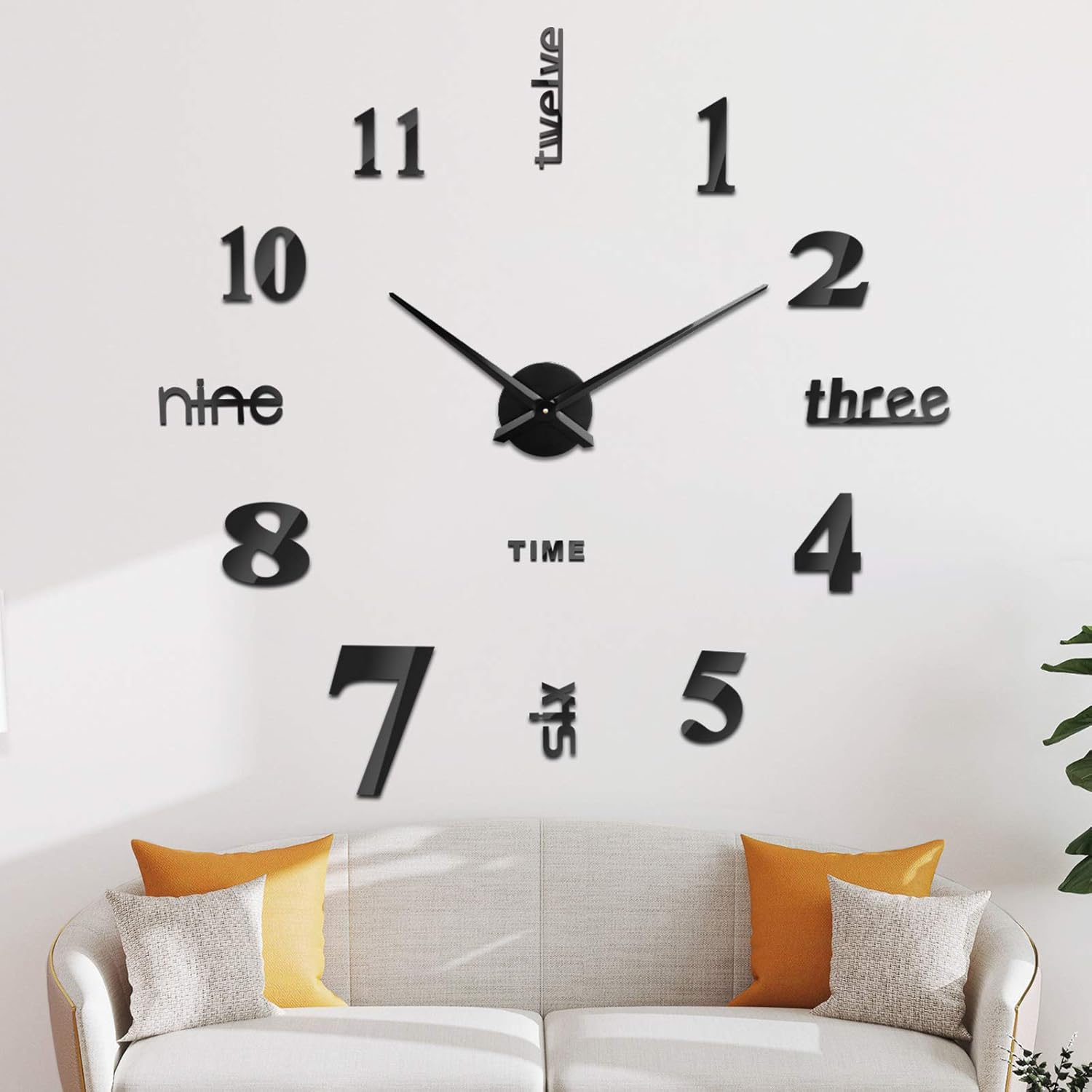 Ceas de perete decorativ, acrilic, design modern, negru, 40x40cm - eMAG.ro
