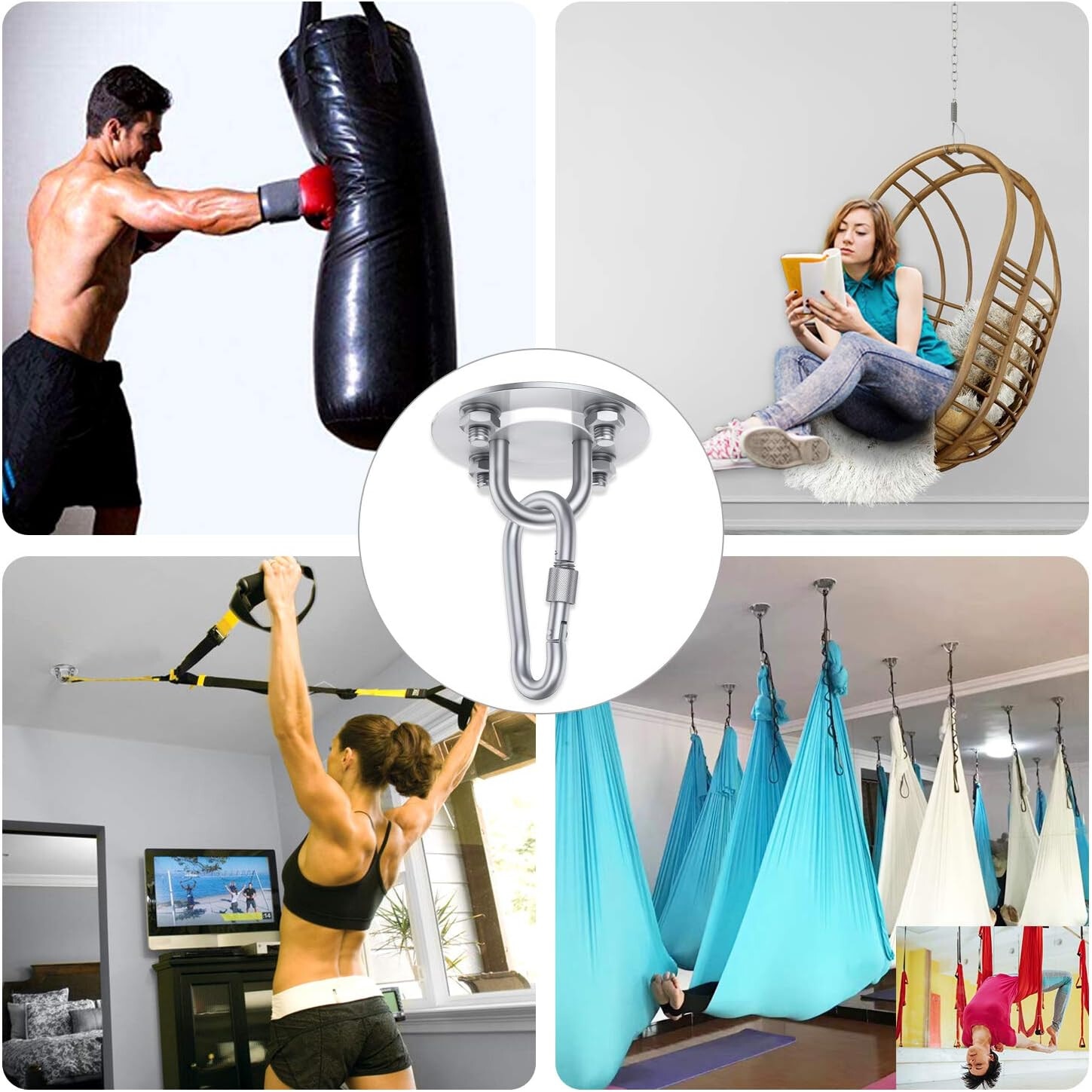 Carlig de tavan, Tovbmup, inox, capacitate 400kg, pentru hamac/sac de ...