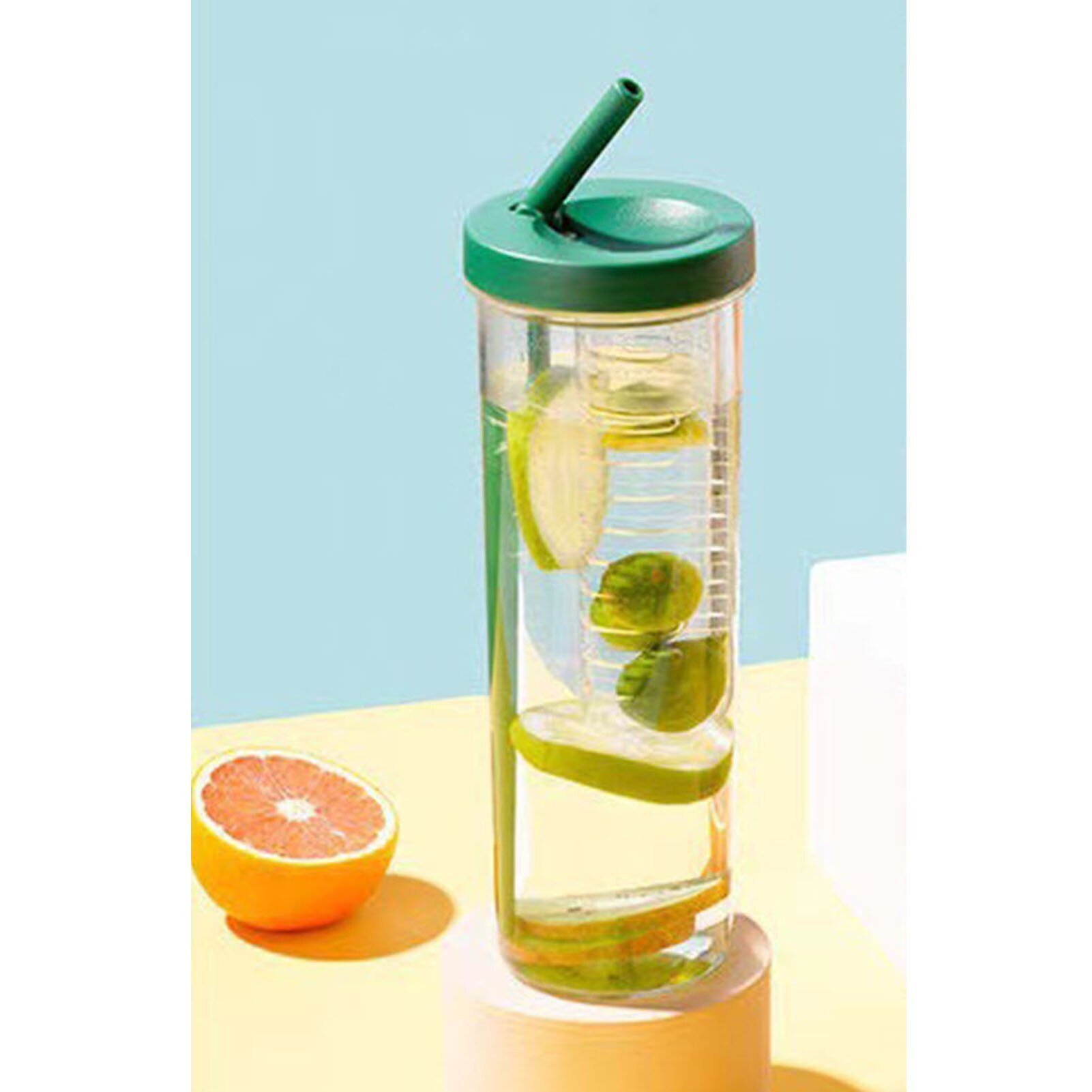 Pahar cu pai, 700ml, plastic transparent, set - eMAG.ro
