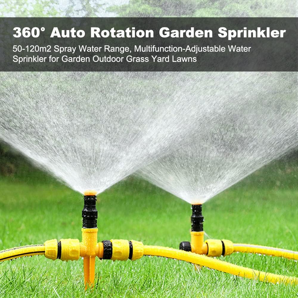 Set 3 Aspersoare Gradina, Rotative 360°, Economisire Apa, Negru/Galben ...