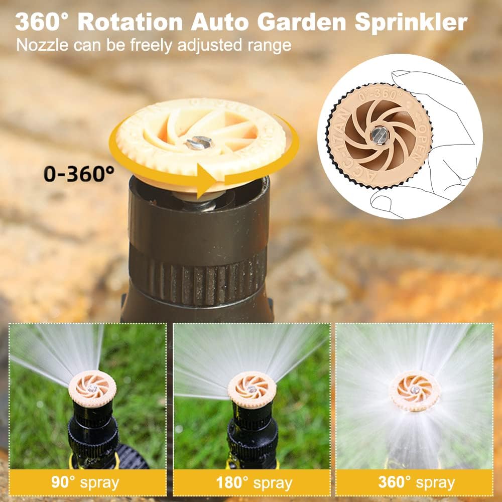 Set 3 Aspersoare Gradina, Rotative 360°, Economisire Apa, Negru/Galben ...