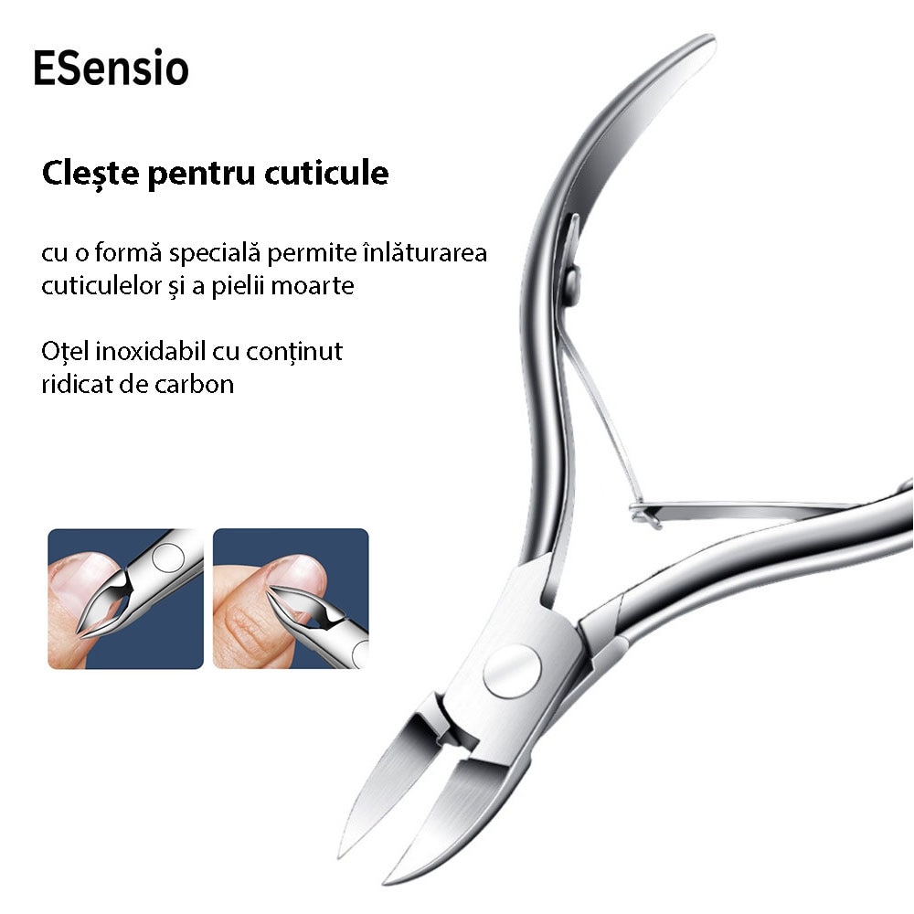 Set de manichiura pedichiura ESensio 11 piese unghiera curbata mare ...