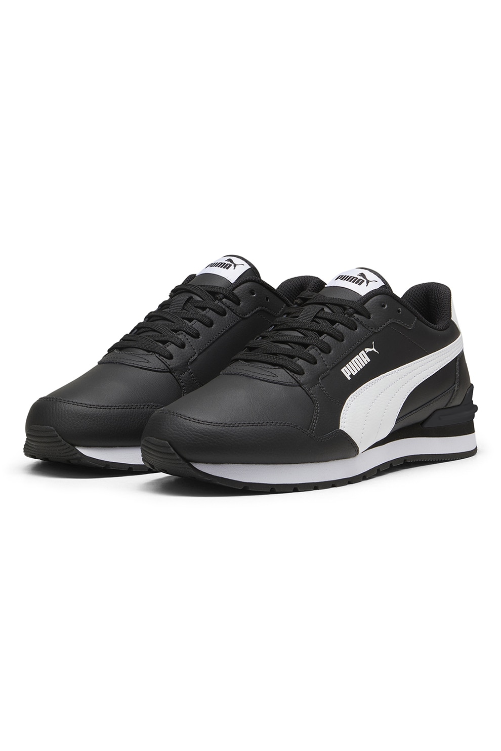 Puma, Pantofi sport de piele si piele ecologica ST Runner v4, Negru ...