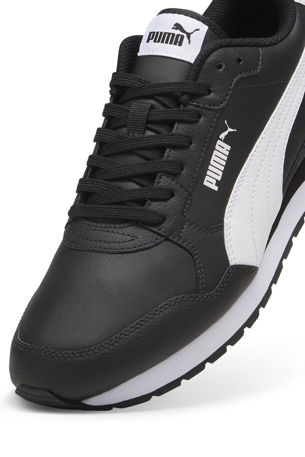 Puma, Pantofi sport de piele si piele ecologica ST Runner v4, Negru ...