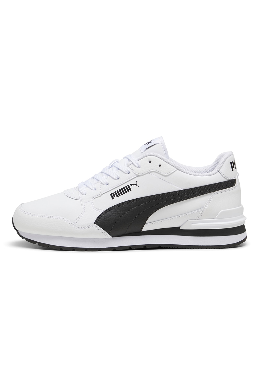 Puma, Pantofi sport de piele si piele ecologica ST Runner v4, Alb ...