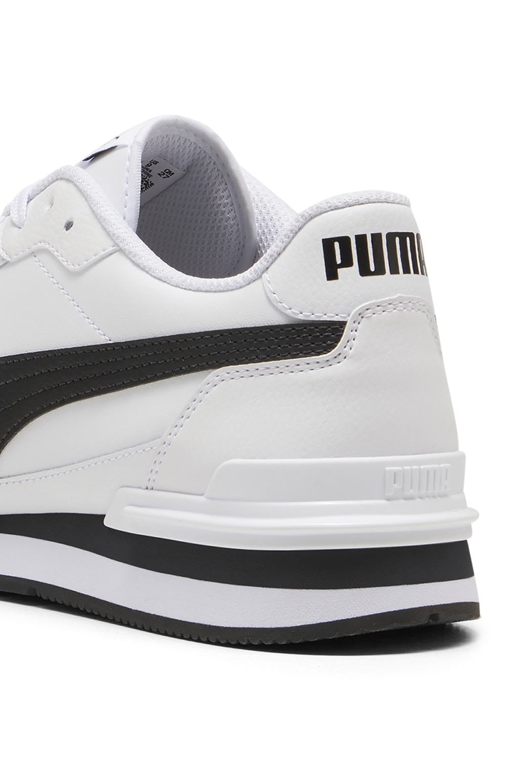 Puma, Pantofi sport de piele si piele ecologica ST Runner v4, Alb ...
