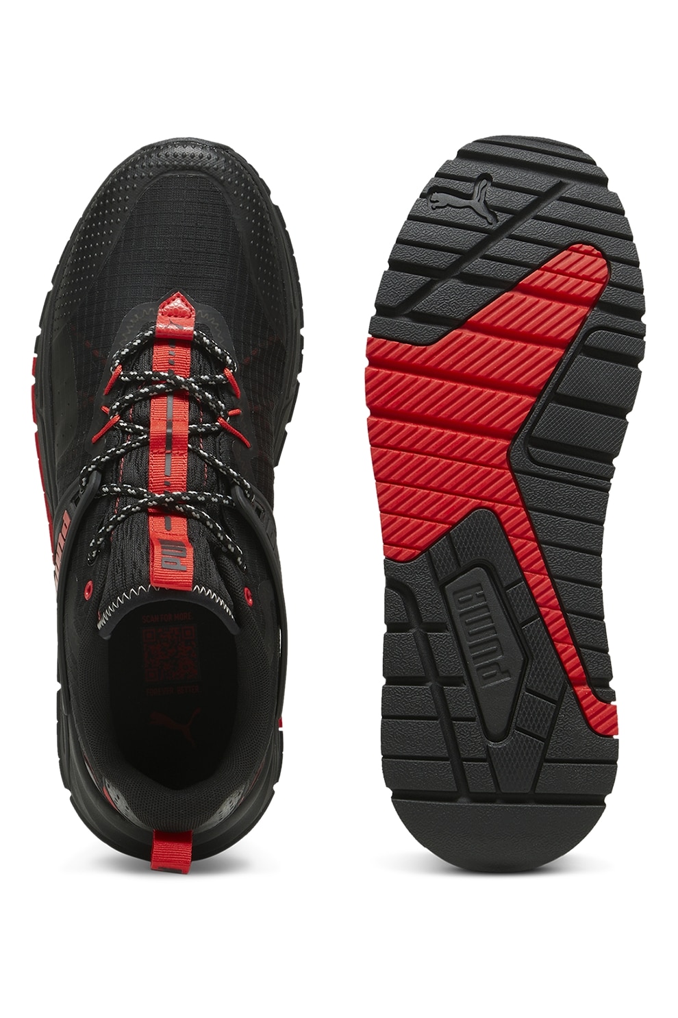Puma, Pantofi sport cu logo Pacer+, Rosu, Negru, 6 - eMAG.ro