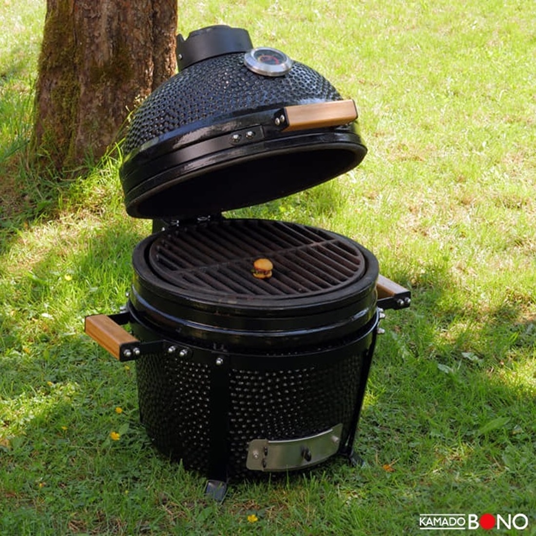 Gratar ceramic pe carbuni Kamado BONO Minimo 15”, 40 cm, negru - eMAG.ro