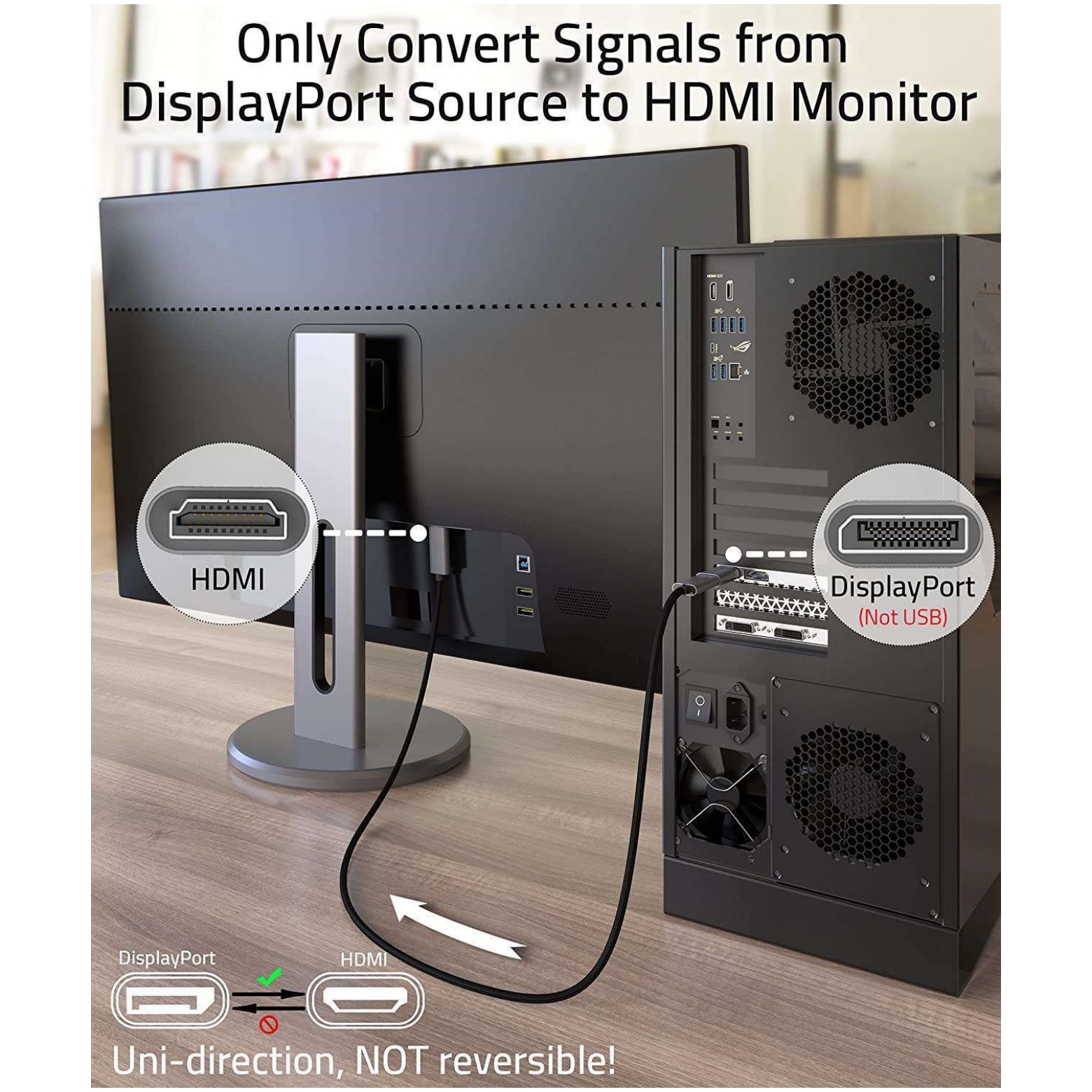 Cablu Adaptor, JADAYA®, Display Port Tata la HDMI 4K mama, 4K60HZ ...