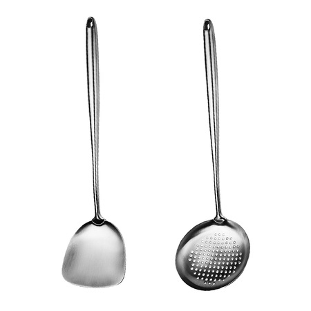 Set de 2 ustensile de bucatarie din otel inoxidabil, spatula si polonic ...