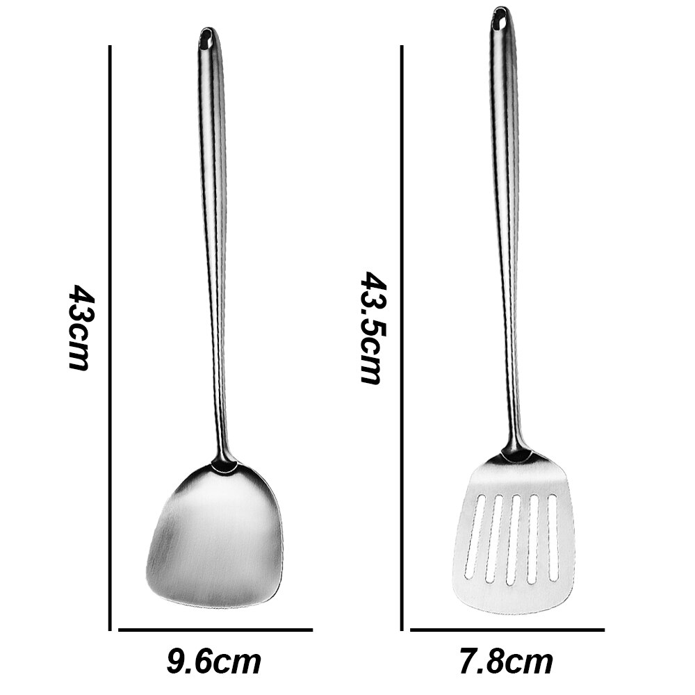 Set de 2 ustensile pentru wok din inox, rezistente la caldura, lungi ...